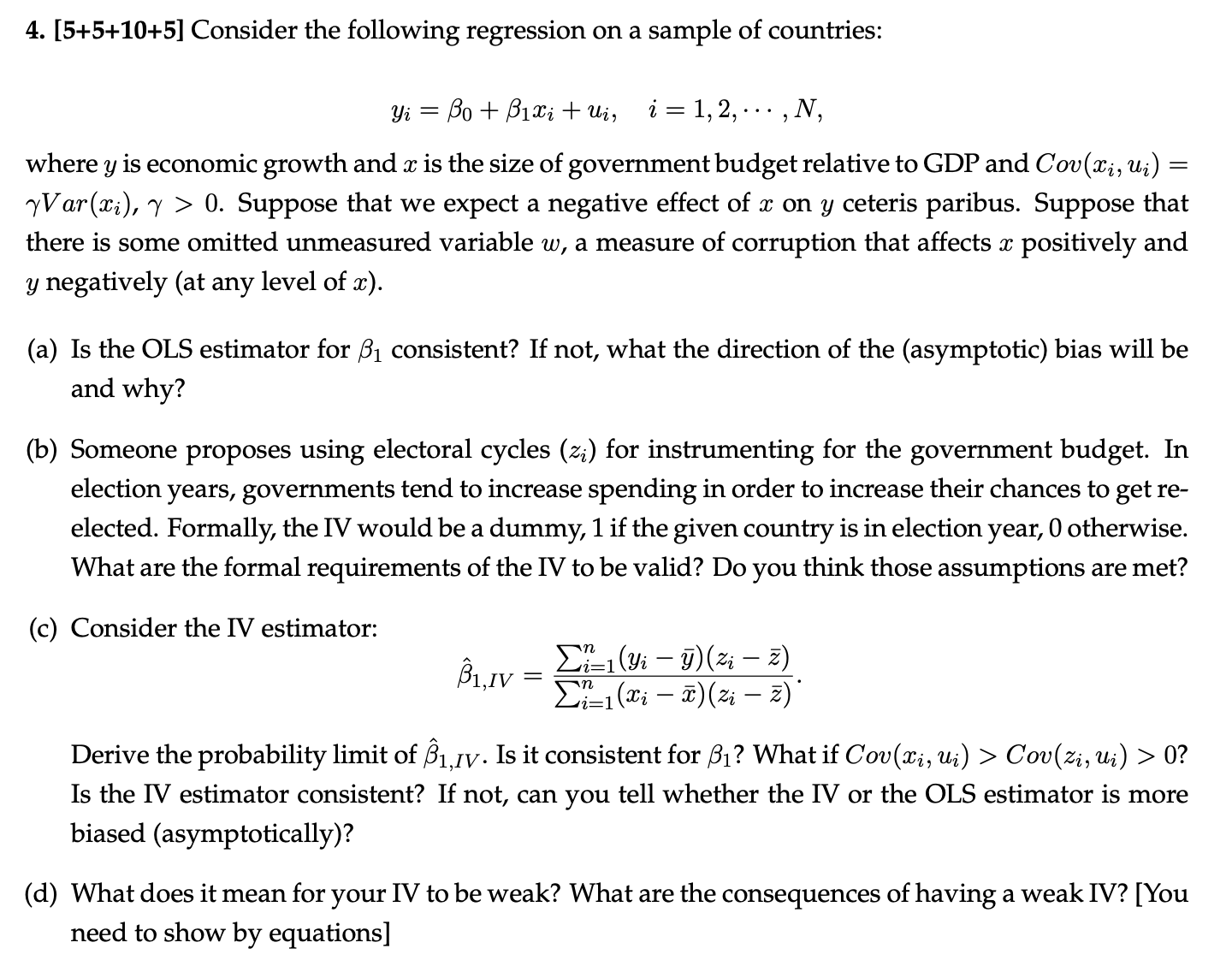 Solved I want an answer for (c). ﻿This is from Econometrics. | Chegg.com