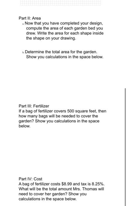 Solved Assignment: Area of a Garden Plot Investigation Karen | Chegg.com