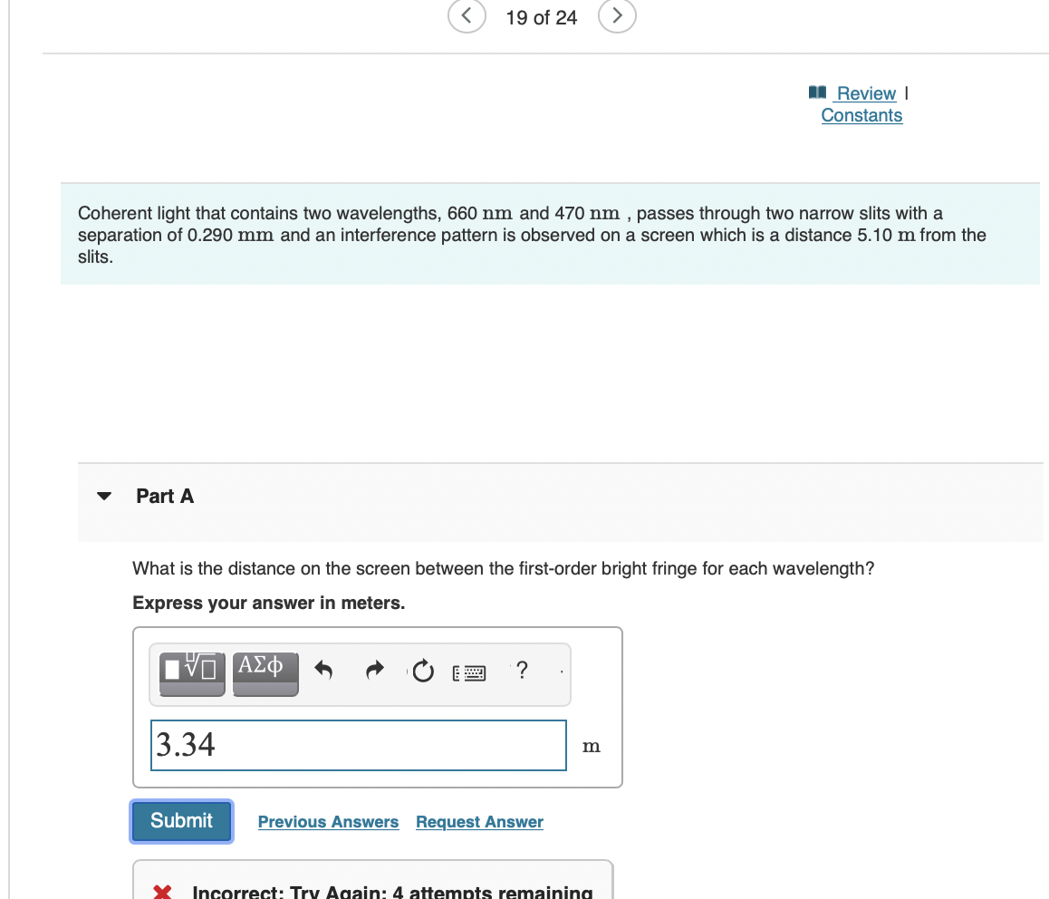 Solved Coherent light that contains two wavelengths, 660nm | Chegg.com