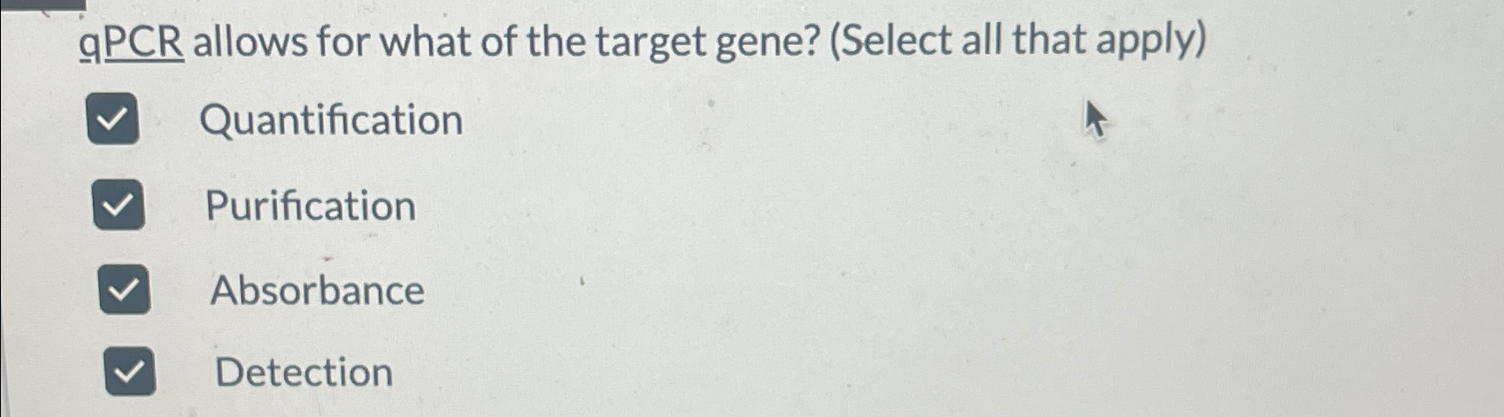 Solved gPCR allows for what of the target gene? (Select all | Chegg.com