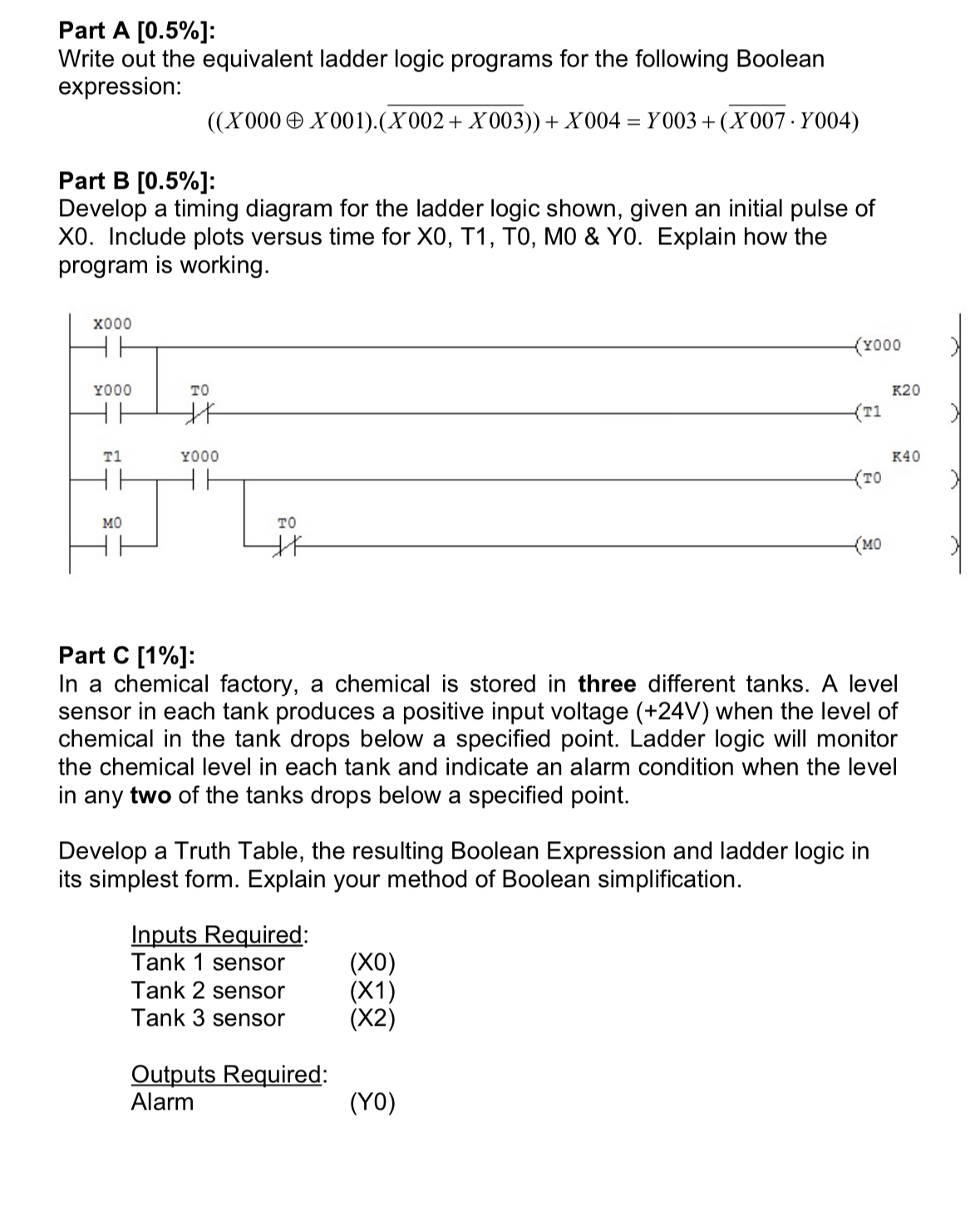 Solved Part A [0.5%]:Write out the equivalent ladder logic | Chegg.com