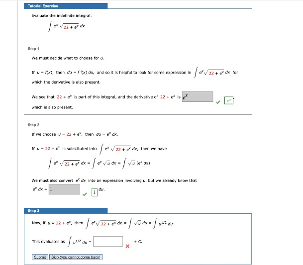 Solved Tutorial Exercise Evaluate the indefinite integral. | Chegg.com