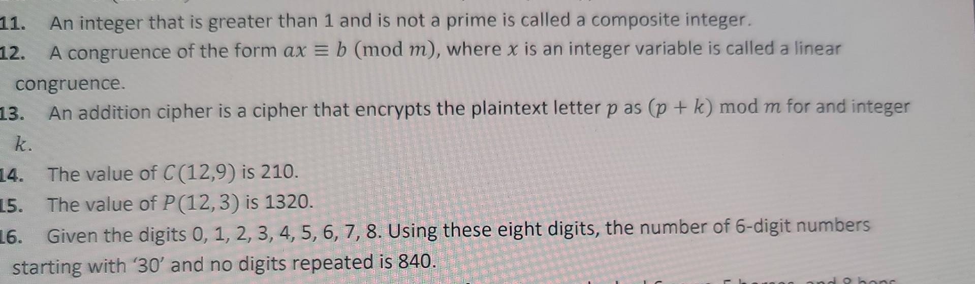 Solved 11. An integer that is greater than 1 and is not a | Chegg.com