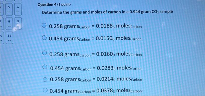 Solved Combustion Analysis Question 1 (1 point) Determine | Chegg.com
