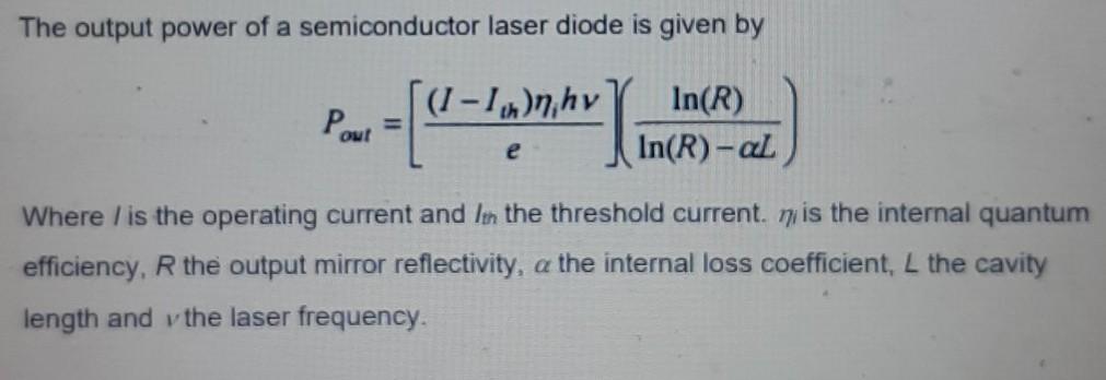 Solved Derive an expression for the laser slope efficiency | Chegg.com