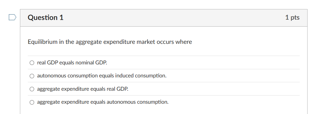 Solved Question 1Equilibrium in the aggregate expenditure | Chegg.com