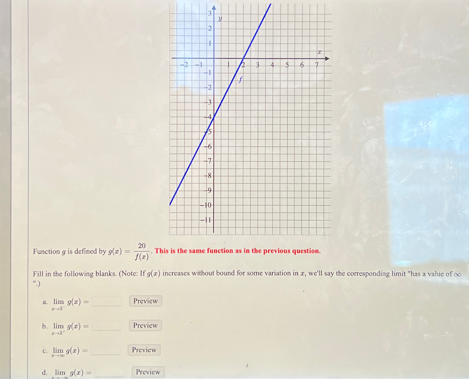 Solved Function g ﻿is defined by g(x)=20f(x). ﻿This is the | Chegg.com