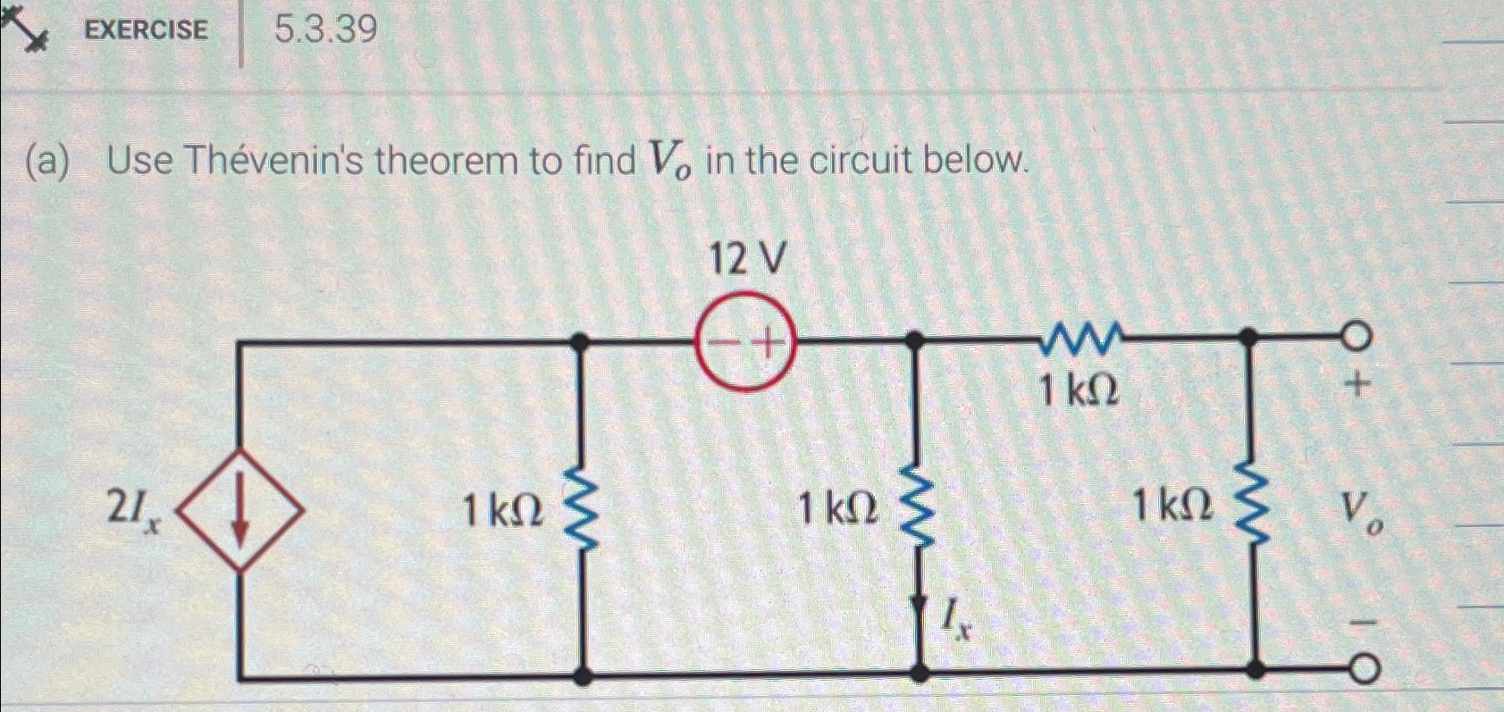 Solved EXERCISE5.3 .39(a) ﻿Use Thévenin's theorem to find Vo | Chegg.com