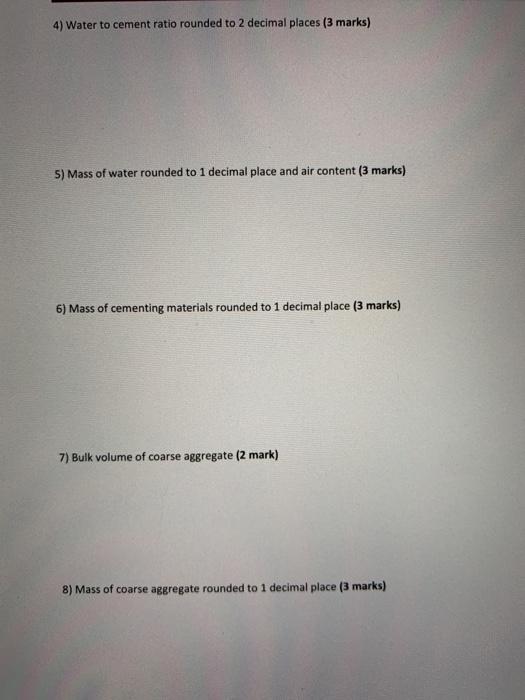 Solved Question 1: Using the ACI absolute volume mix design | Chegg.com