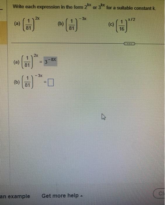 Solved Write each expression in the form 21/x or 310x for a | Chegg.com
