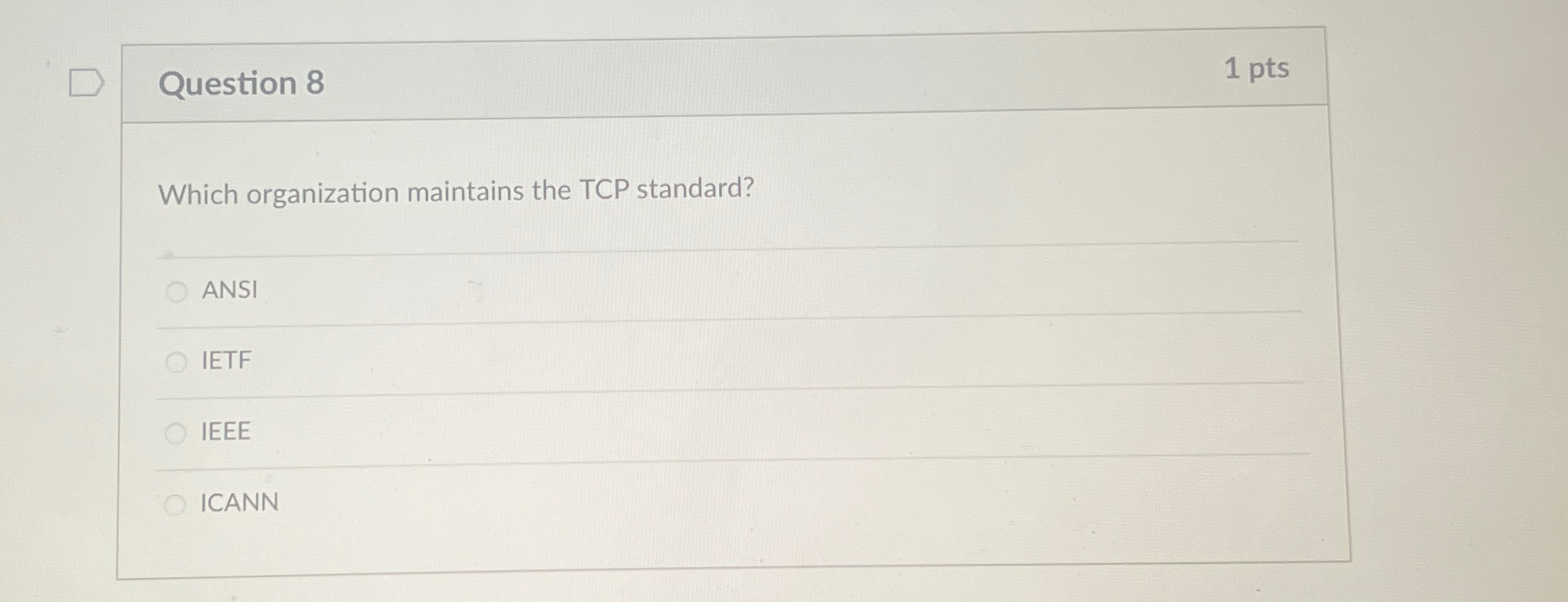 Solved Question 81 ptsWhich organization maintains the TCP | Chegg.com Solved Question 81 ptsWhich organization maintains the TCP | Chegg.com