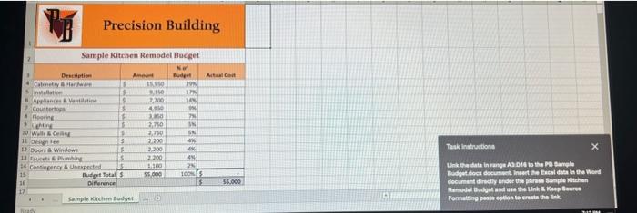 Solved Precision Building Sample Kitchen Remodel Budget | Chegg.com