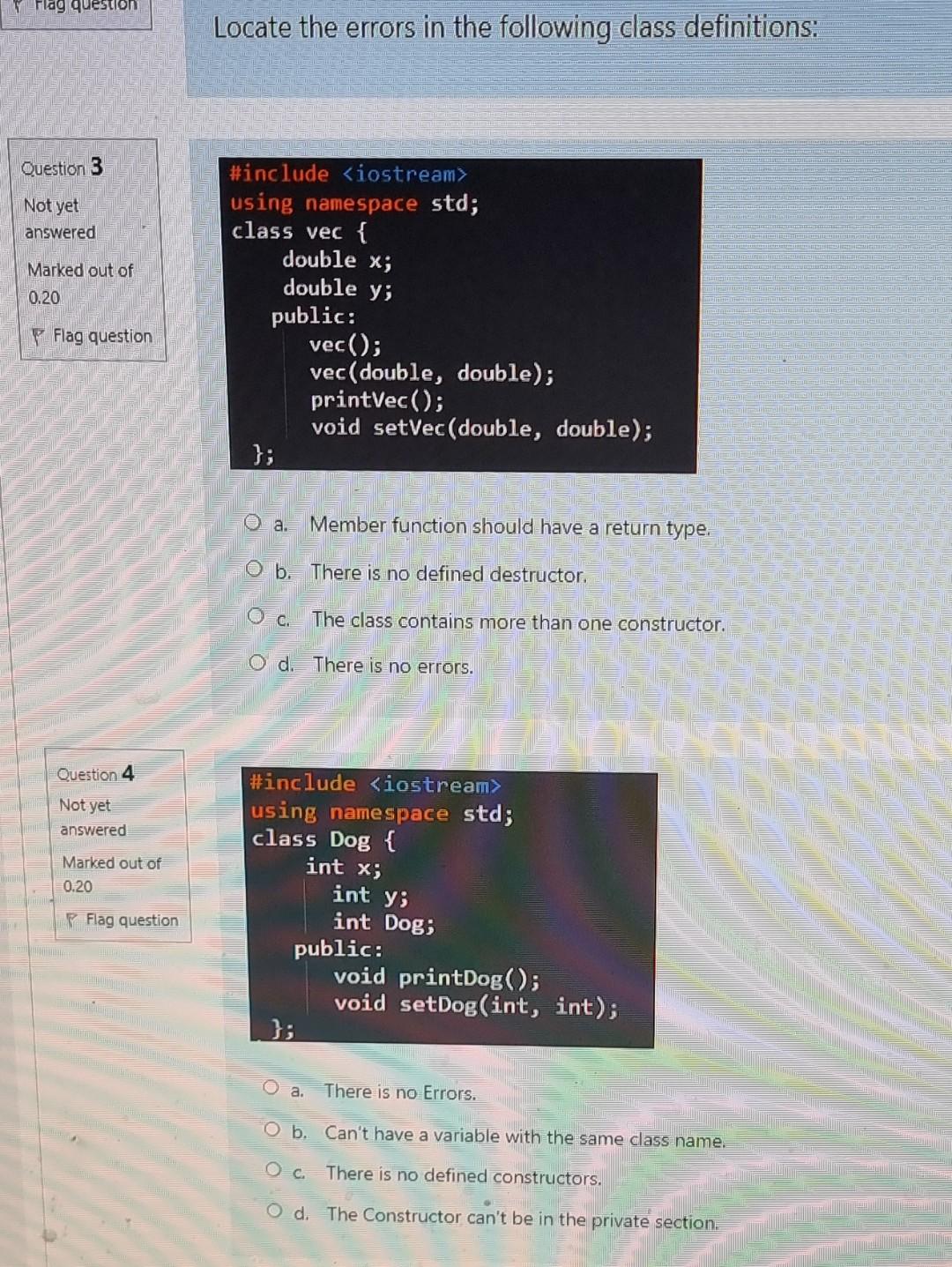 Solved Flag question Locate the errors in the following | Chegg.com