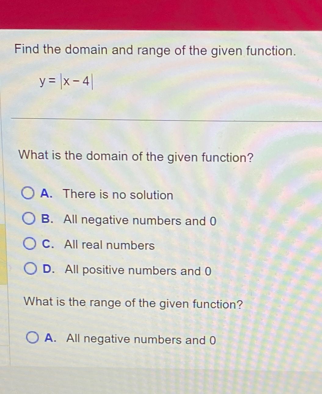 Solved Find the domain and range of the given | Chegg.com
