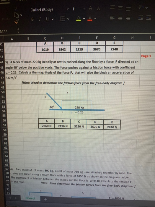 Solved Calibri (Body) 11 A A E BIU ELA E = 2 was 333Mergi 20 | Chegg.com