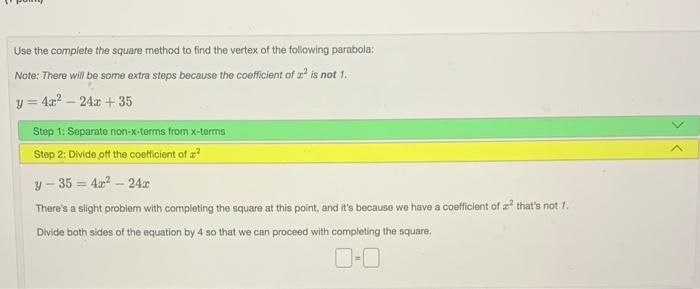 Solved Use the complete the square method to find the vertex | Chegg.com