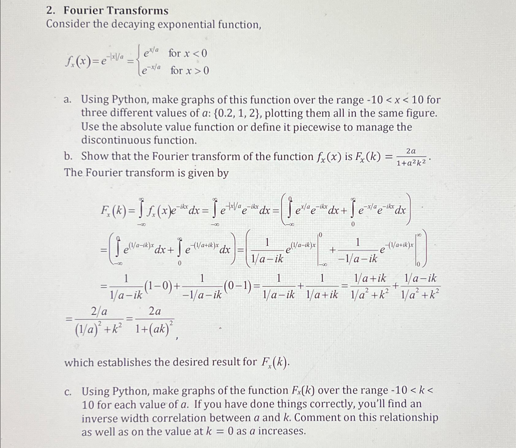 Solved Fourier TransformsConsider the decaying exponential | Chegg.com