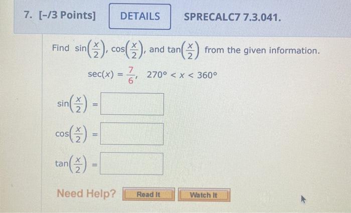 Solved Find sin(2x),cos(2x), and tan(2x) from the given | Chegg.com
