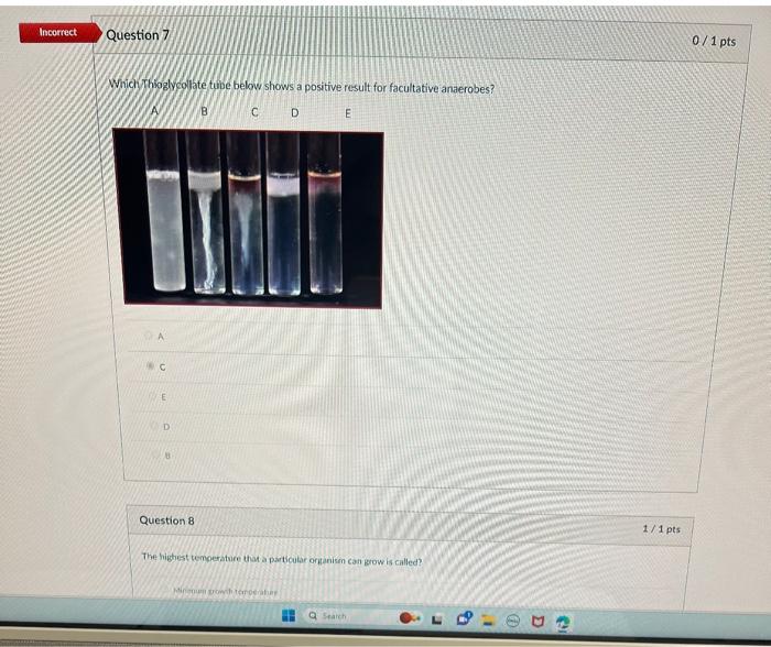 Solved Which Thioglycollate tube below shows a positive | Chegg.com
