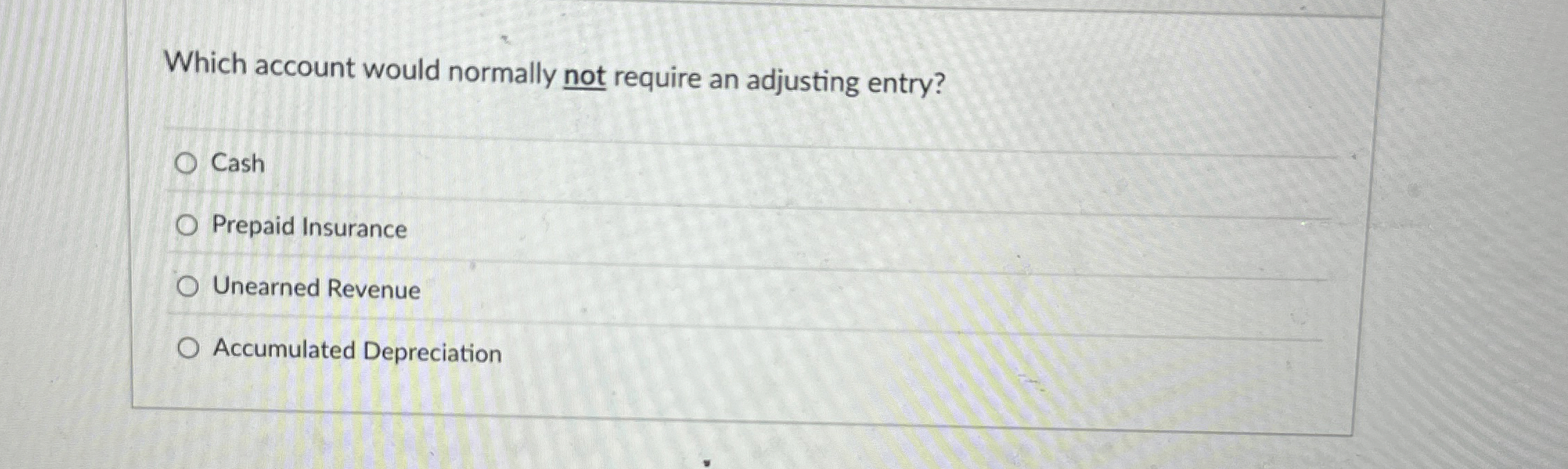 Solved Which account would normally not require an adjusting | Chegg.com