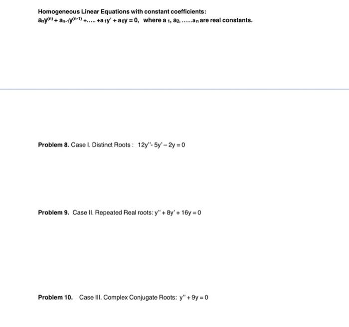 Solved Homogeneous Linear Equations with constant | Chegg.com