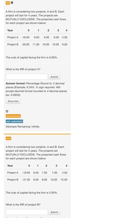 Solved A firm is considering two projects; A and B. Each | Chegg.com