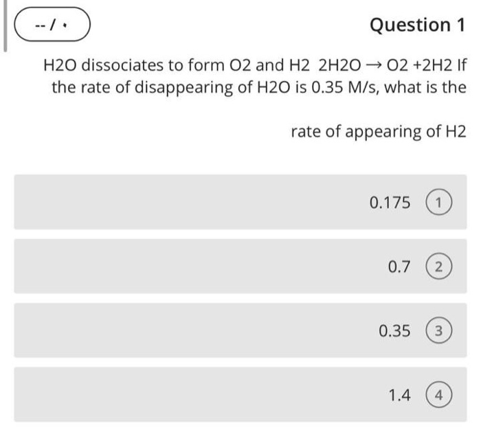 Solved Question 1 H2O dissociates to form O2 and H2 2H20 → | Chegg.com
