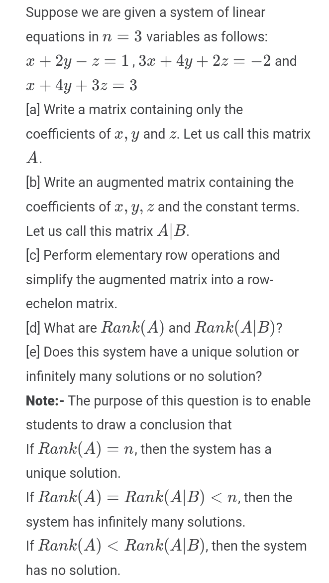 Solved Suppose we are given a system of linear equations in | Chegg.com