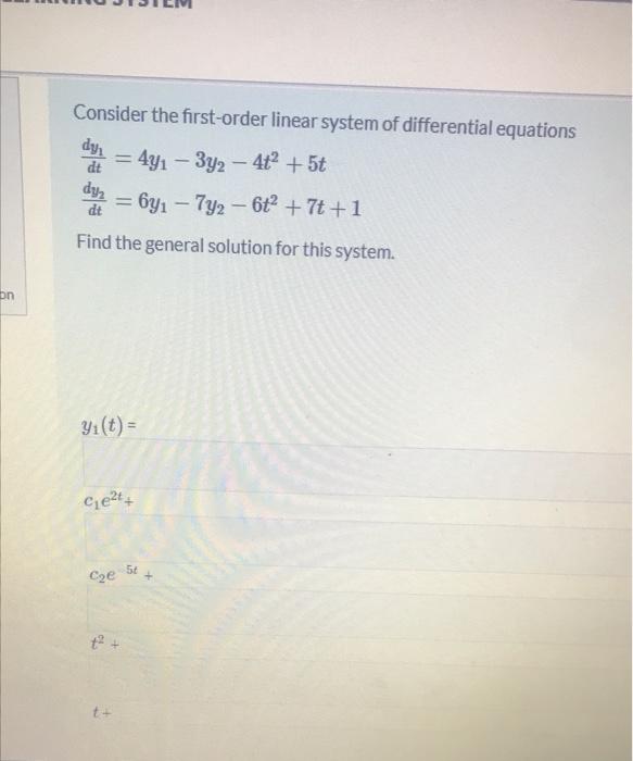 Solved Consider the first-order linear system of | Chegg.com