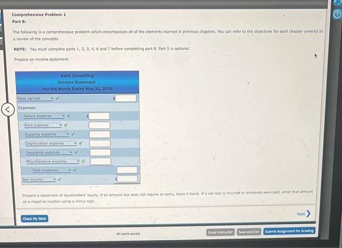 Comprehensive Problem 1 Part B: The following is a | Chegg.com