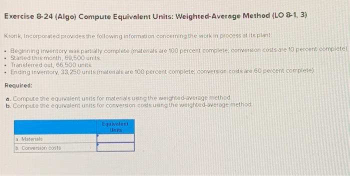 Solved Exercise \&-24 (Algo) Compute Equivalent Units: | Chegg.com