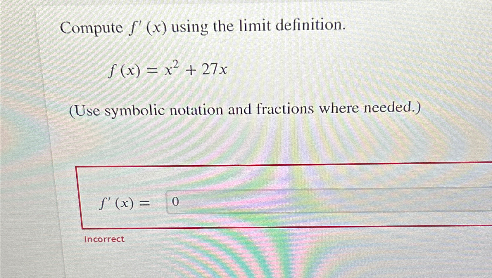 Solved Compute f'(x) ﻿using the limit | Chegg.com