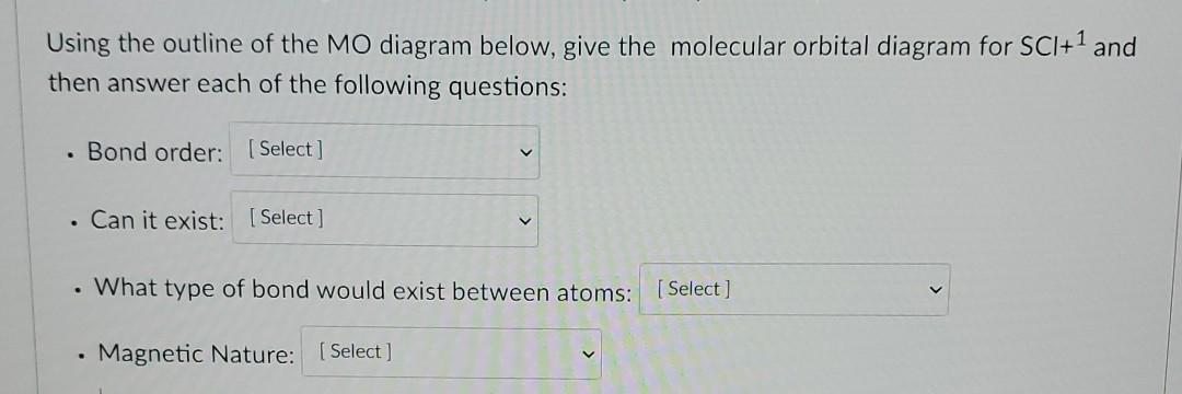 Solved Using the outline of the MO diagram below, give the | Chegg.com