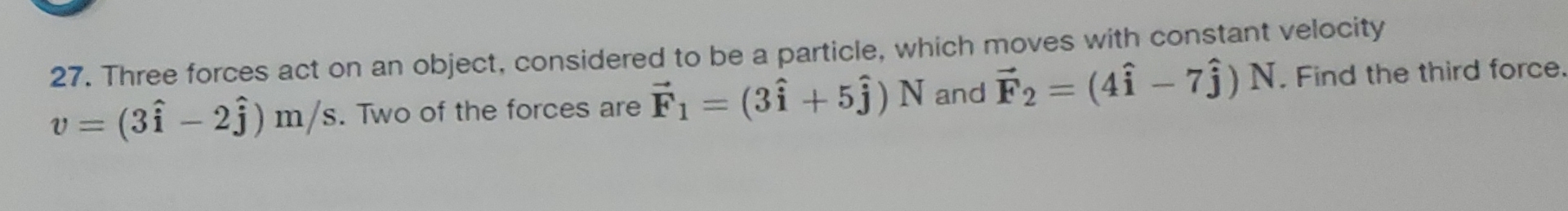 Solved Three Forces Act On An Object Considered To Be A