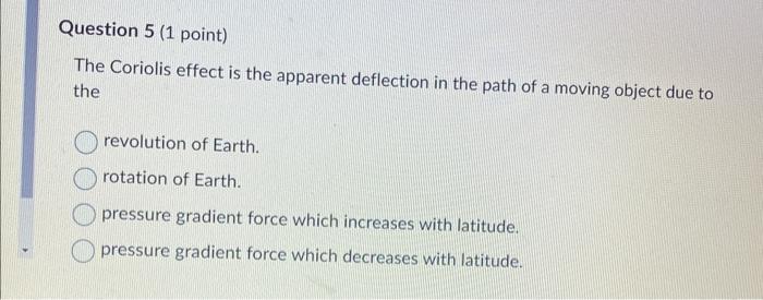 Solved The Coriolis effect is the apparent deflection in the | Chegg.com