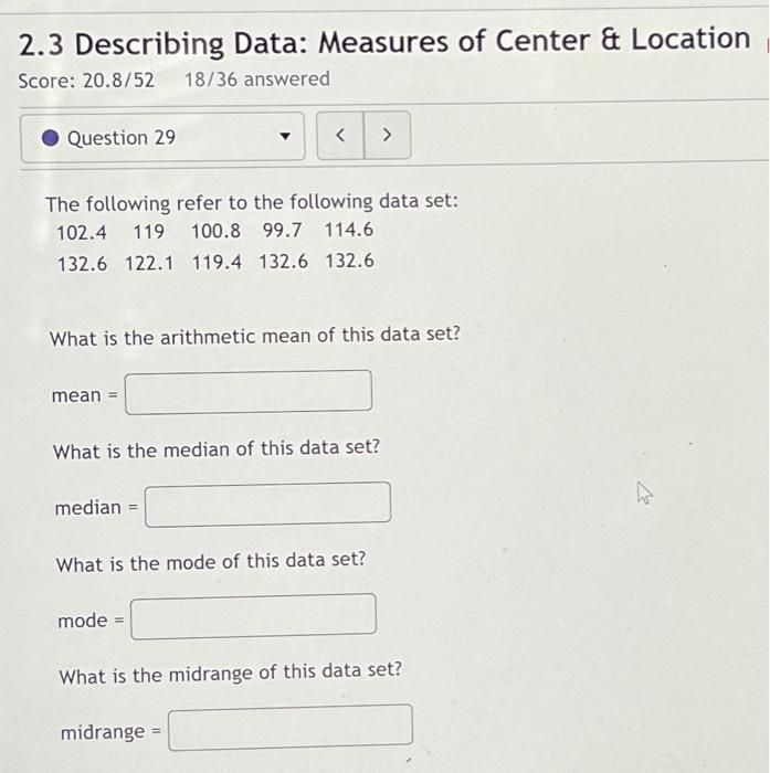 Solved 2.3 Describing Data: Measures of Center \& Location | Chegg.com