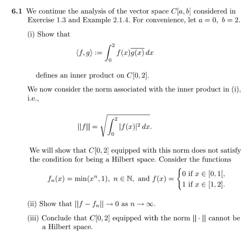 Solved 3.1 We continue the analysis of the vector space | Chegg.com