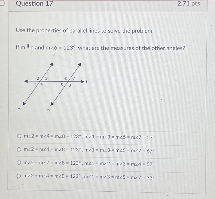 Solved Use the properties of parallel lines to solve the | Chegg.com