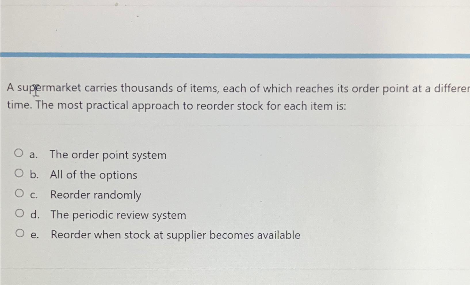 Solved A suppermarket carries thousands of items, each of | Chegg.com
