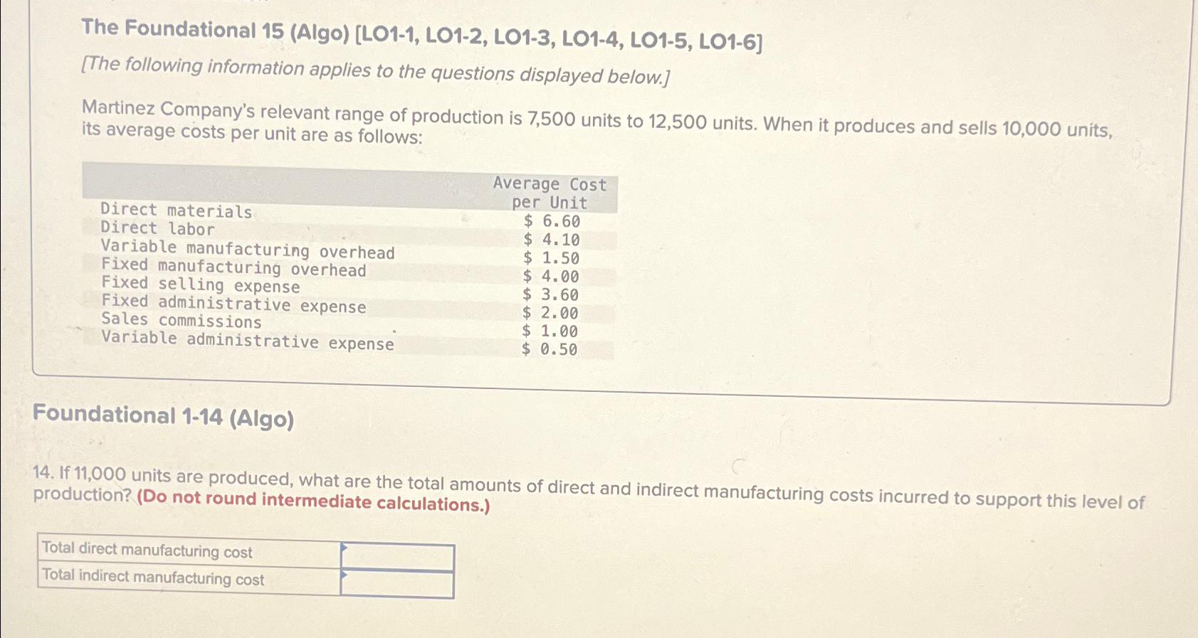 Solved The Foundational 15 (Algo) [LO1-1, ﻿LO1-2, ﻿LO1-3, | Chegg.com