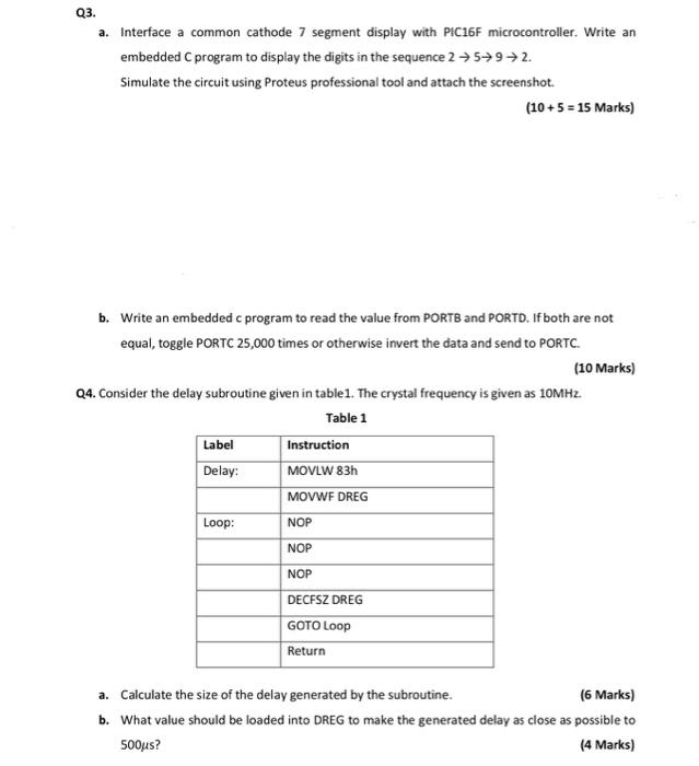 Solved Q3 A Interface A Common Cathode 7 Segment Display 