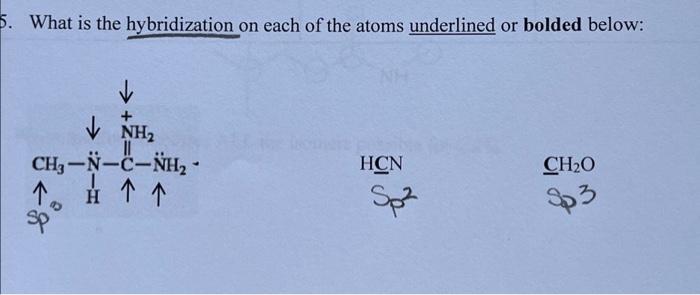 Solved 5. What is the hybridization on each of the atoms | Chegg.com