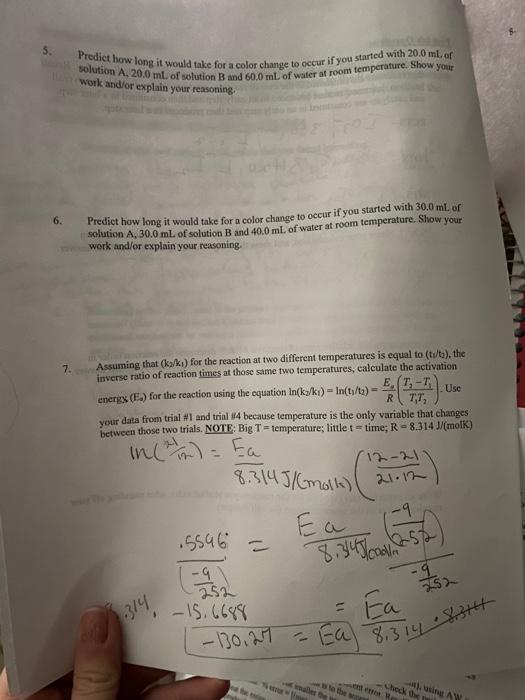 In this lab you will study the amazing iodine clock | Chegg.com