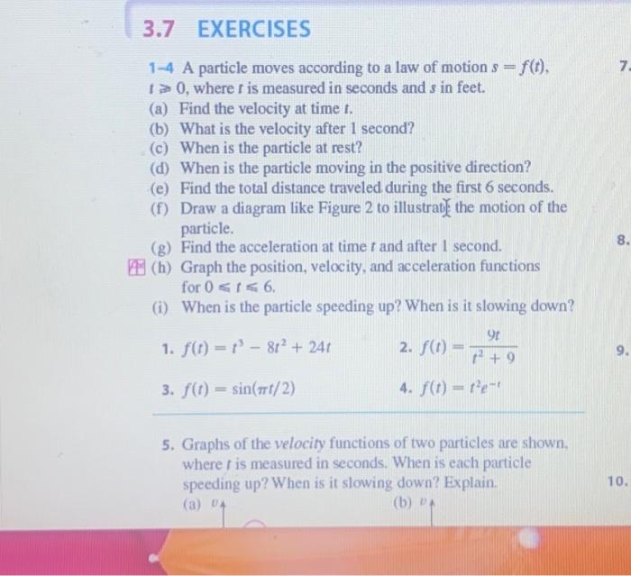 Solved 1-4 A particle moves according to a law of motion | Chegg.com