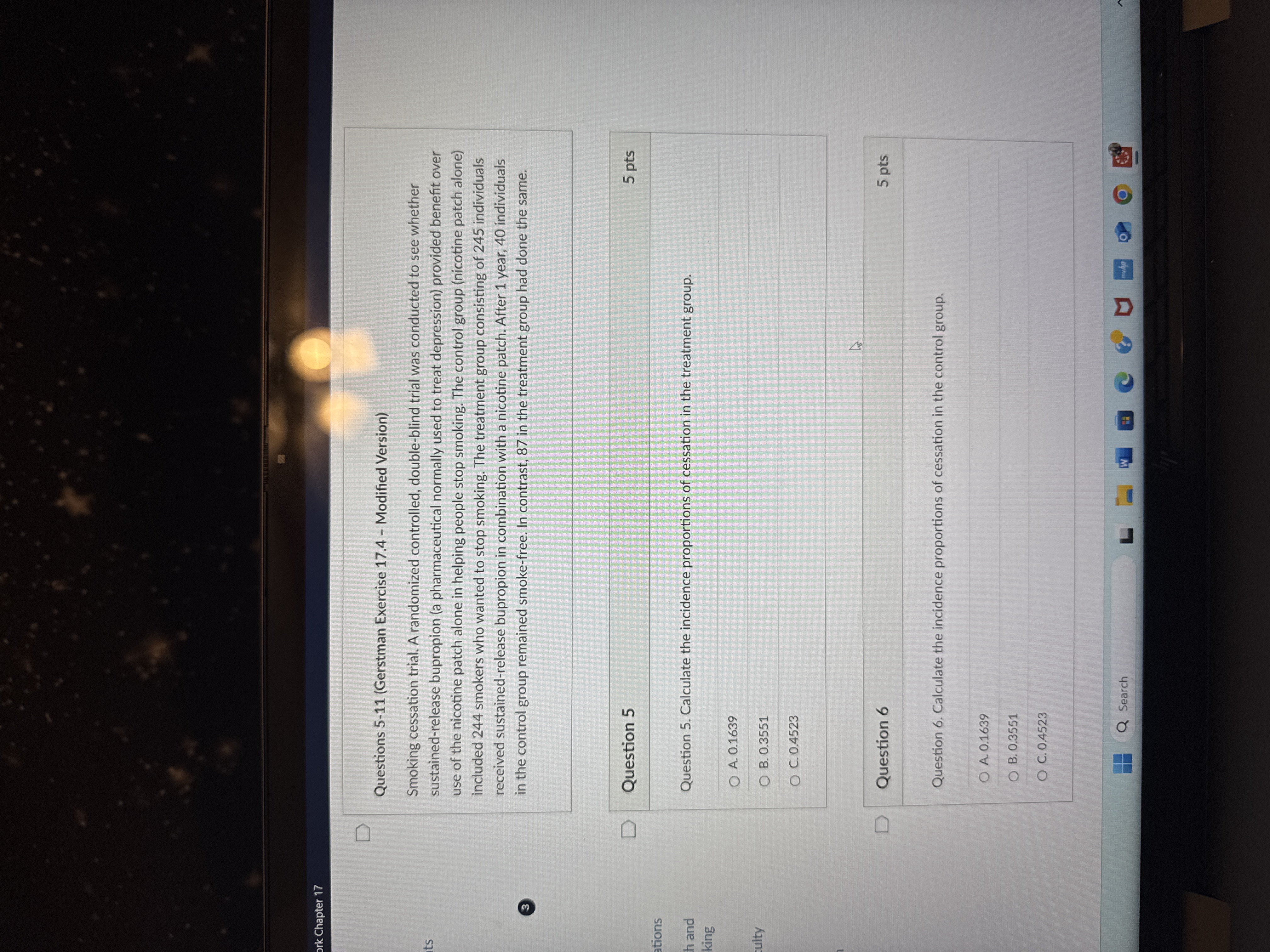 Solved Questions 5-11 (Gerstman Exercise 17.4 - ﻿Modified | Chegg.com