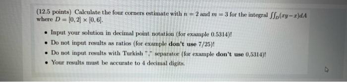 Solved (12.5 points) Calculate the four corners estimate | Chegg.com