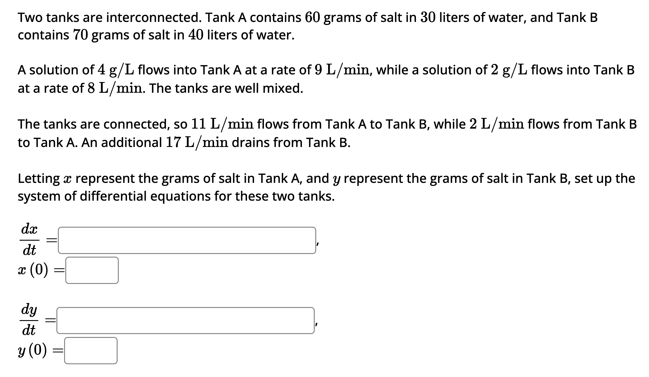 Solved Two tanks are interconnected. Tank A contains 60 | Chegg.com