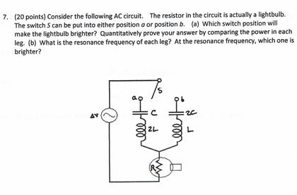 Solved Consider the following AC circuit. The resistor in | Chegg.com