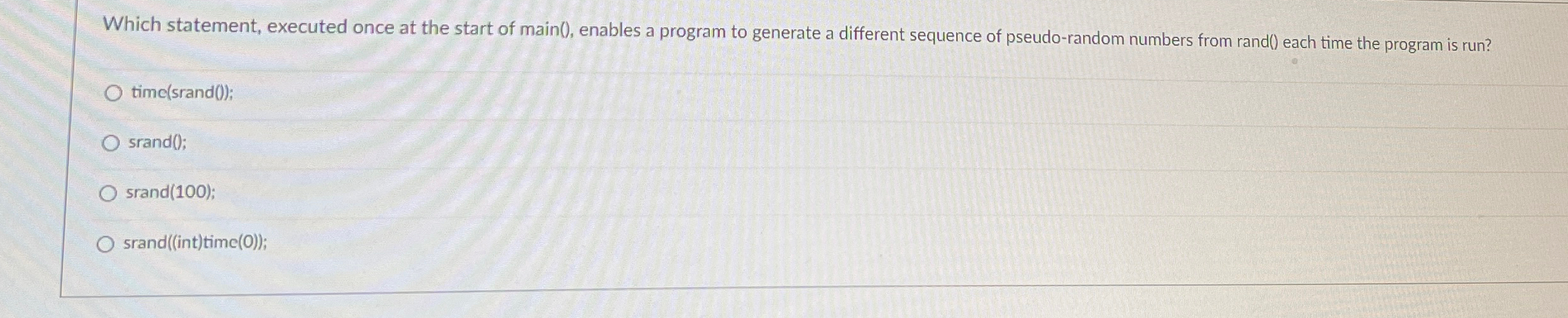 Solved Which statement, executed once at the start of | Chegg.com