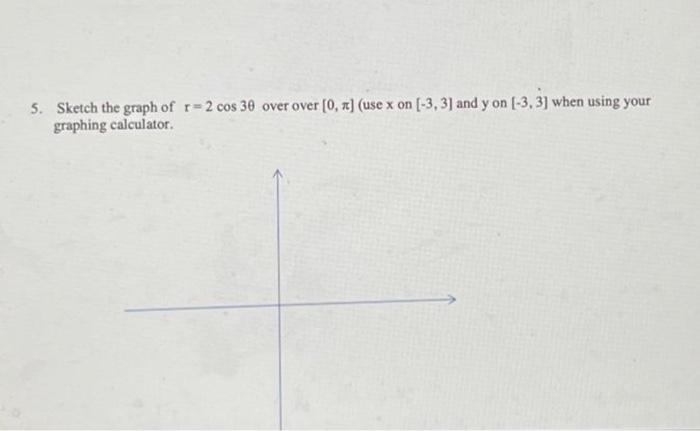 Solved 5. Sketch the graph of r=2cos3θ over over [0,π] (use | Chegg.com